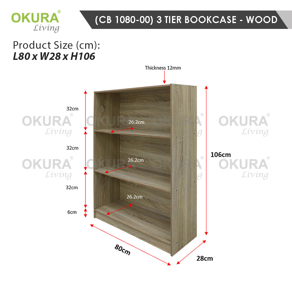 OKURA 3/6 Tier Bely Bookshelf/Bookcase Cabinets/Display Shelf ...
