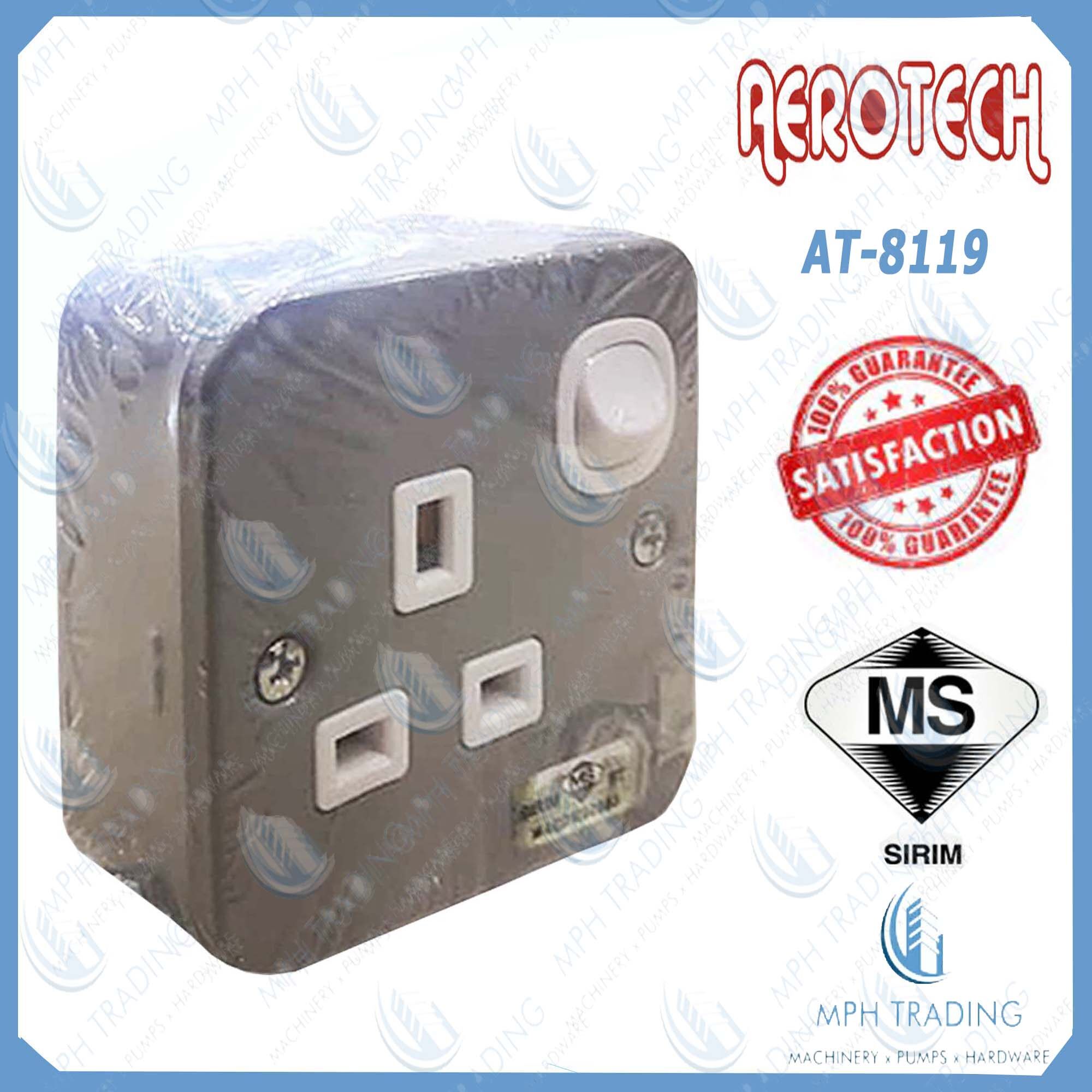 [MADE IN MALAYSIA] Aerotech 13A AT-8119 Single Metal Clad 3 Pin Switch ...