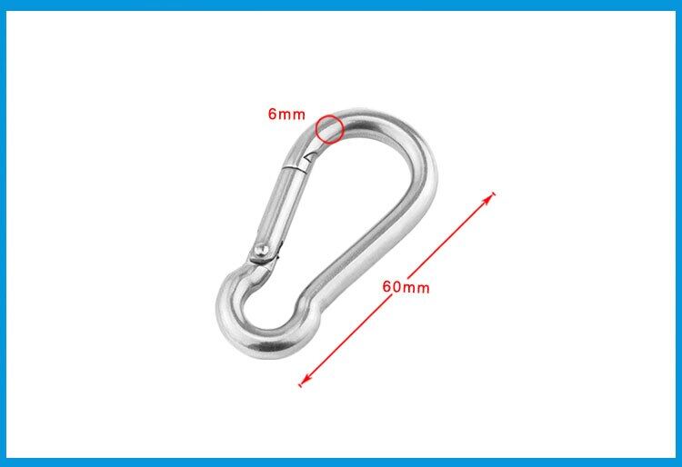 M6 * 60มม. มัลติฟังก์ชั่น304สแตนเลสสตีลสปริง Snap Carabiner Quick Link ...