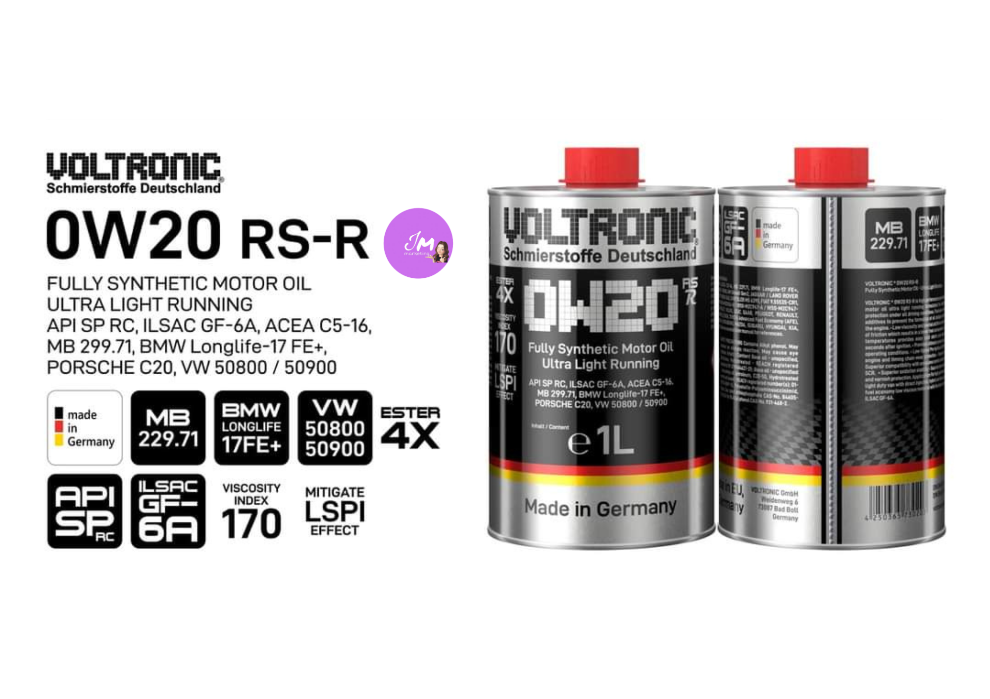 VOLTRONIC 0W20 RS-R Ultra Light Running Fully Synthetic SP-RC(1L) | Lazada