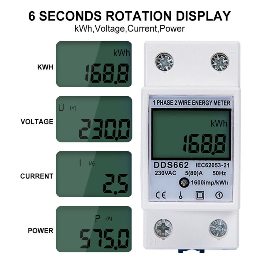 Digital Energy Meter DDS528 5-32A 230V Din-Rail Energy Meter LCD ...