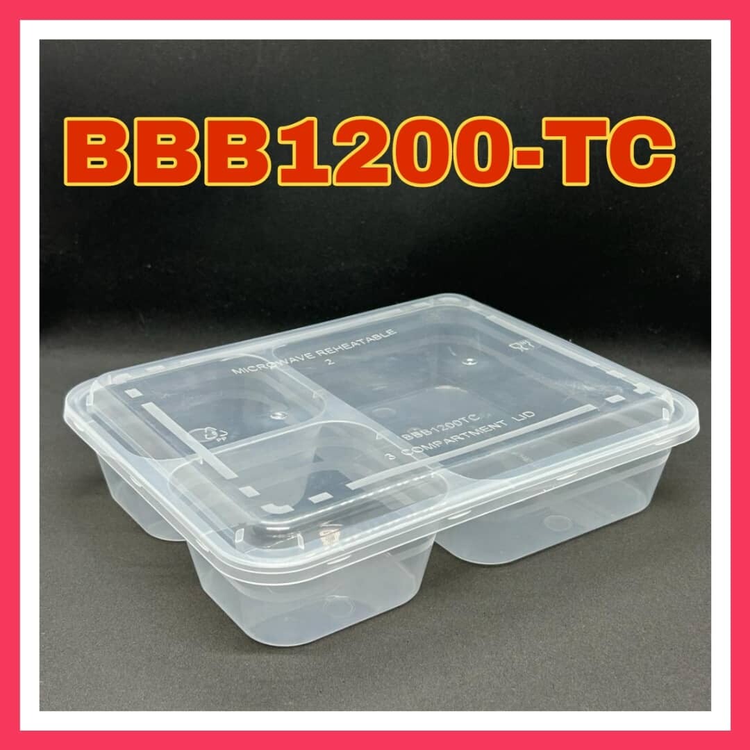 TAGE BBB1200 3 Compartment Lunch Box Dome LID / Tapau / Disposable ...