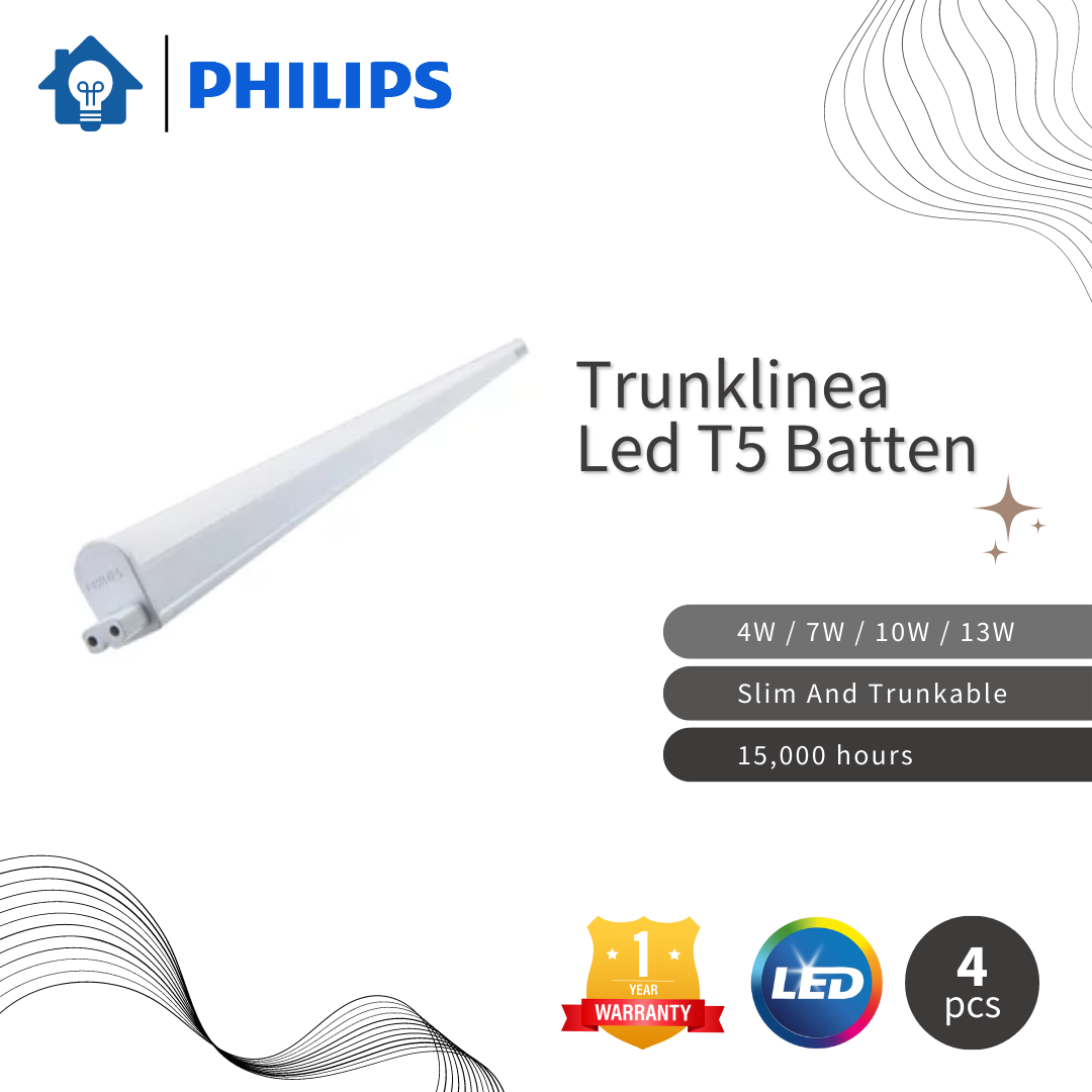 Philips 31600 Trunklinea LED T5 Batten 4W 7W 10W 13W ( 3000K / 4000K / 6500K ) ( 4 pcs ) | Lazada