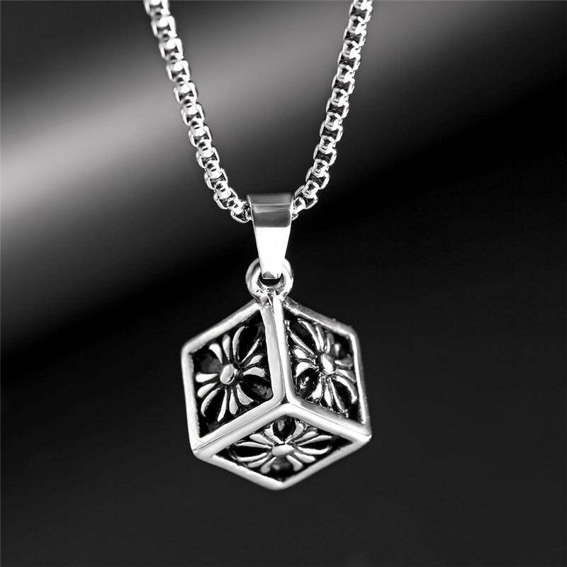 Retro Men Positive Square Cross Pendant Necklace 316L Stainless Steel ...
