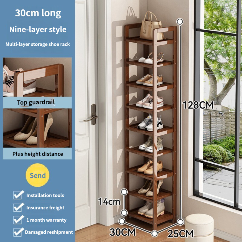 Bamboo Shoe Rack Small Narrow Multi-layer Door Floor Shoe Rack ...