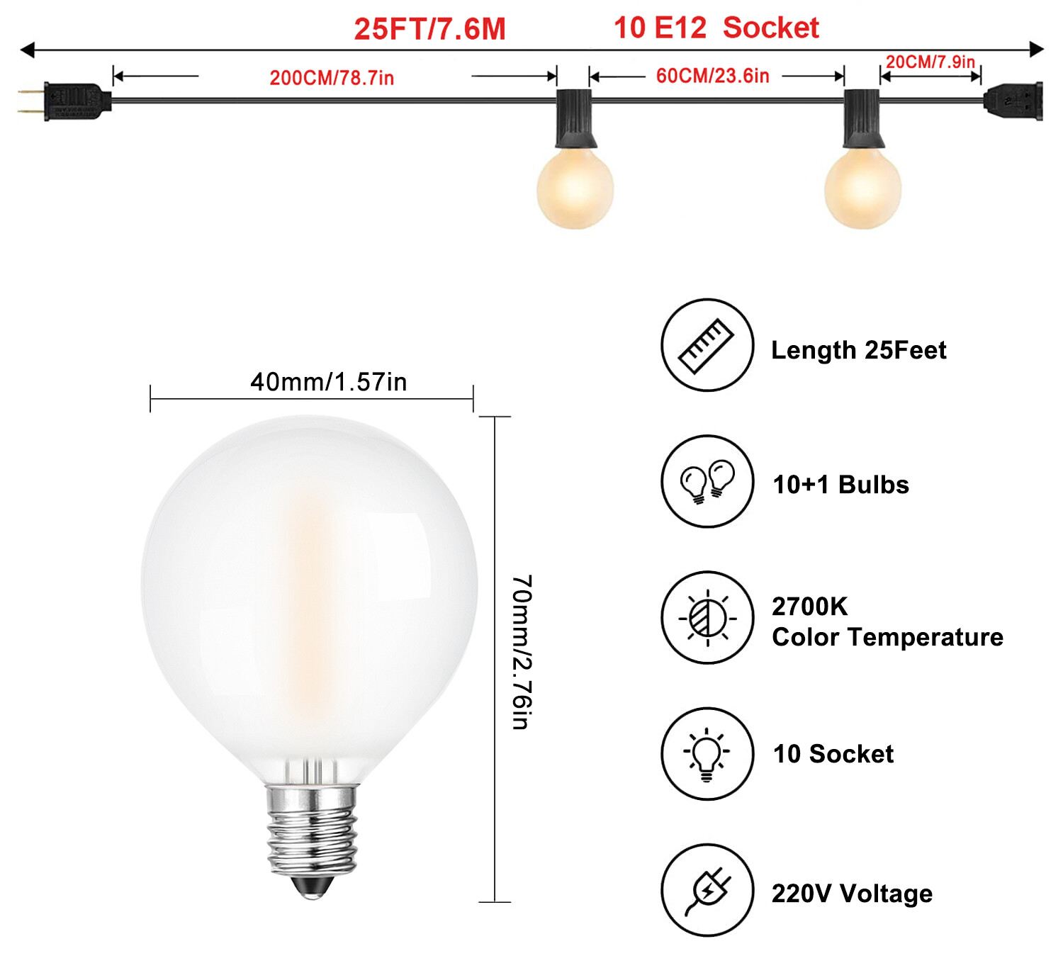 Globe Light Bulb Size Chart | Shelly Lighting