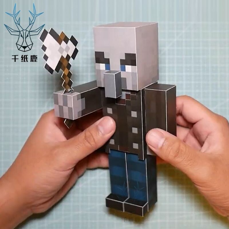 Minecraft handmade paper model toy creeper Steve withered enderman ...
