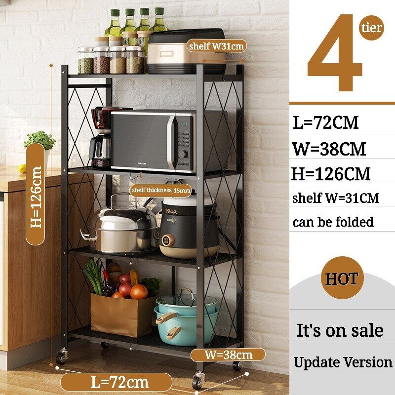 Foldable Rack 4 5 Tier Storage Rack Shelf Rak Dapur Rack Storage Rack ...