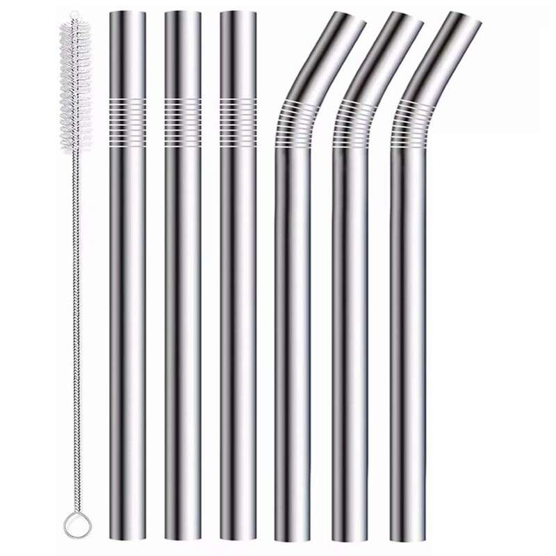 Stainless Steel Smoothie Straws,0.4Inch Extra Wide Reusable Metal ...