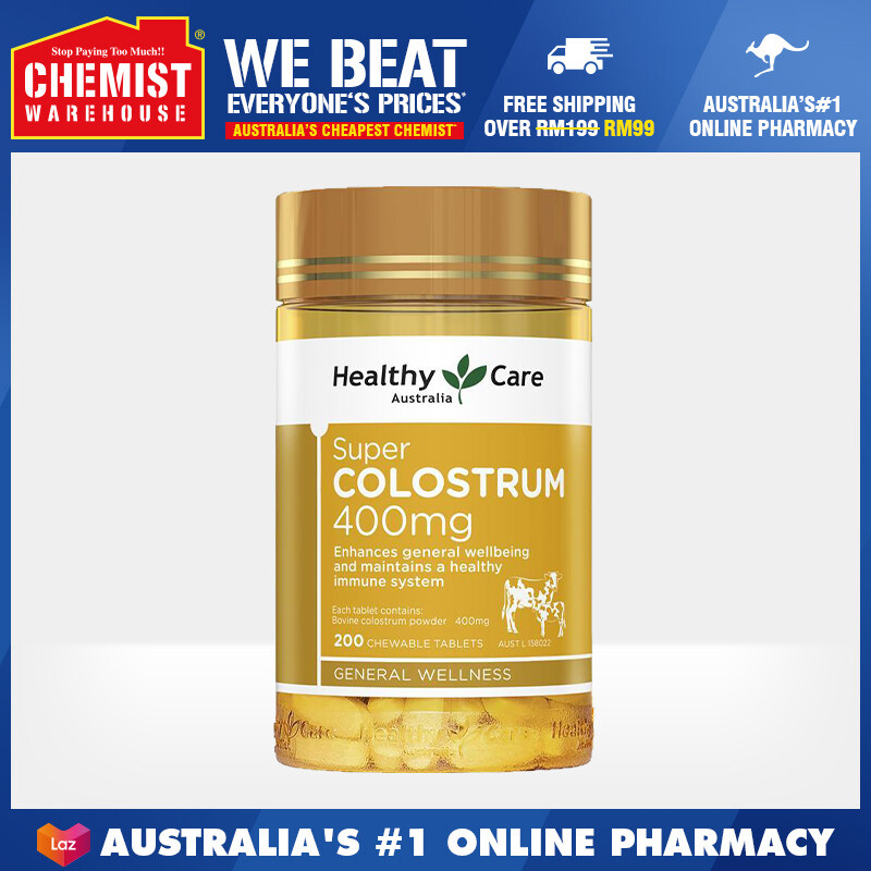 Healthy Care Colostrum 400mg 200 Chewable Tablets Supports Healthy ...