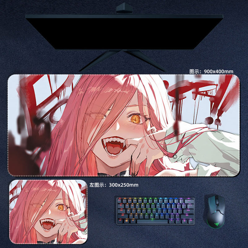 Anime Chainsaw man Large Mouse Pads Makima Power Aki Denji Mousepad ...