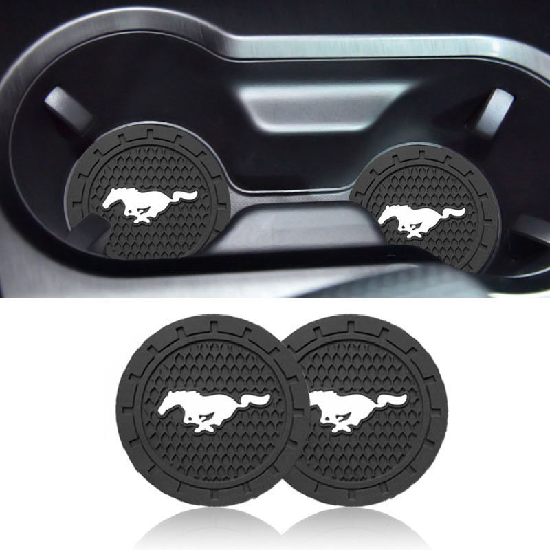2PCS Mustang โลโก้รถ Organizer ถ้วยรถเครื่องดื่ม Pad Non Slip ขวด ...