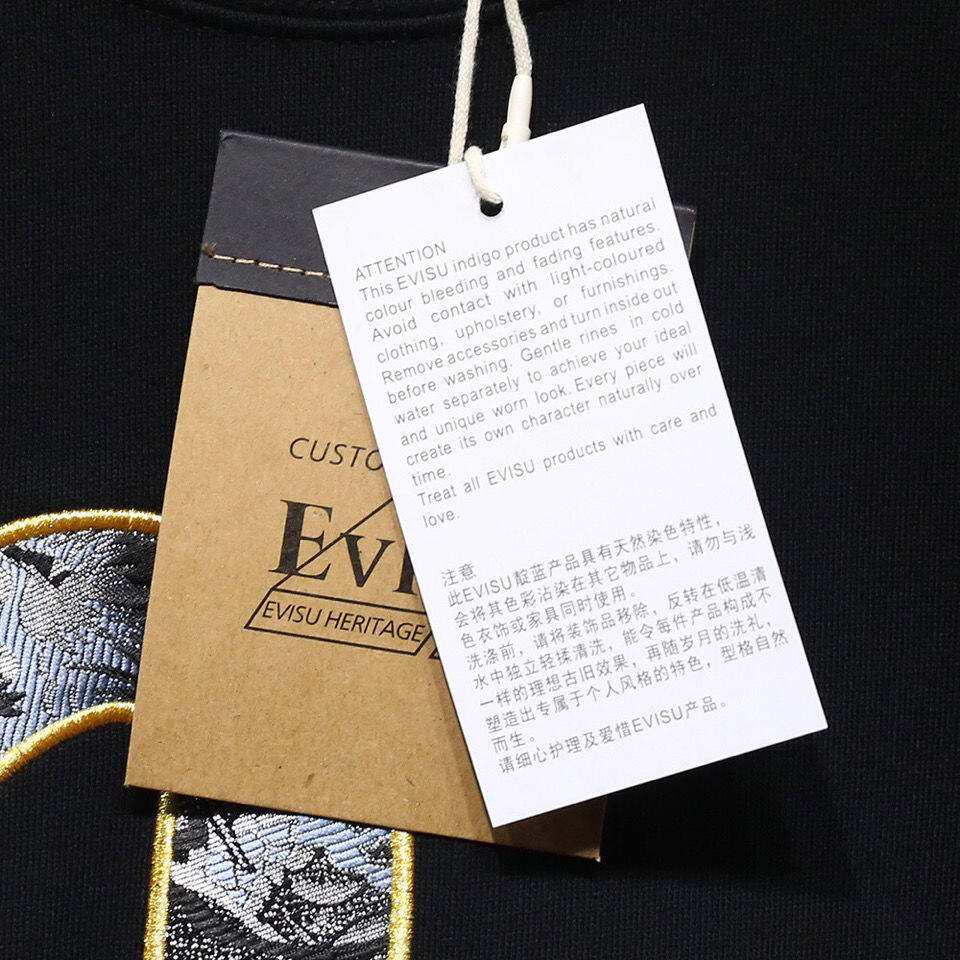 EVISU autumn new high street tide brand ins men's small M patch brocade ...