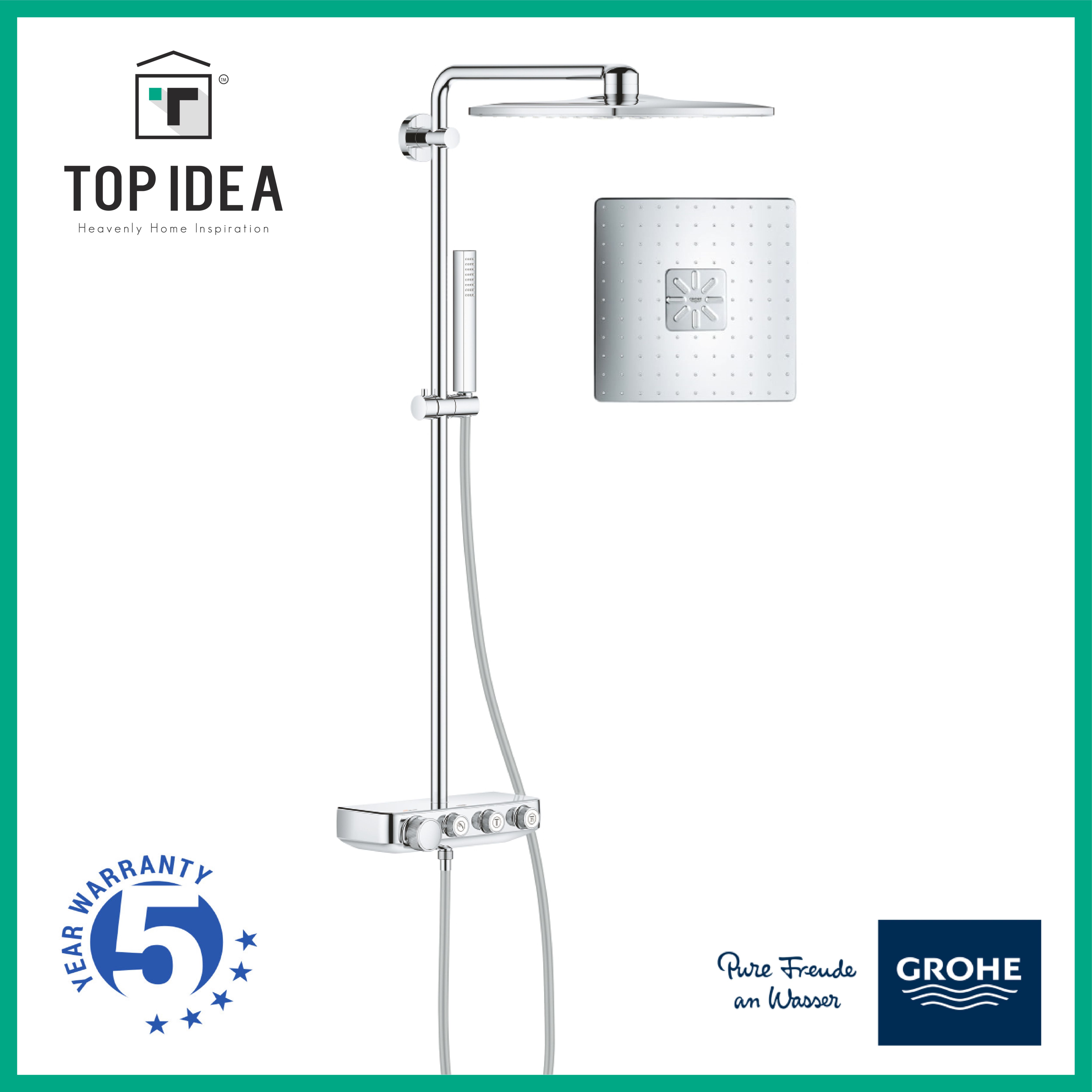 GROHE 310 Cube Euphoria Smart Control Duo Shower System with Thermostat ...