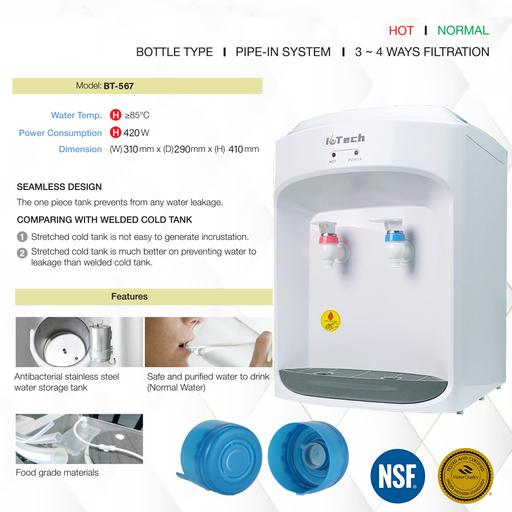 I-TECH Top Load Bottled Water Dispenser Hot Warm Cold Penapis Air Botol ...