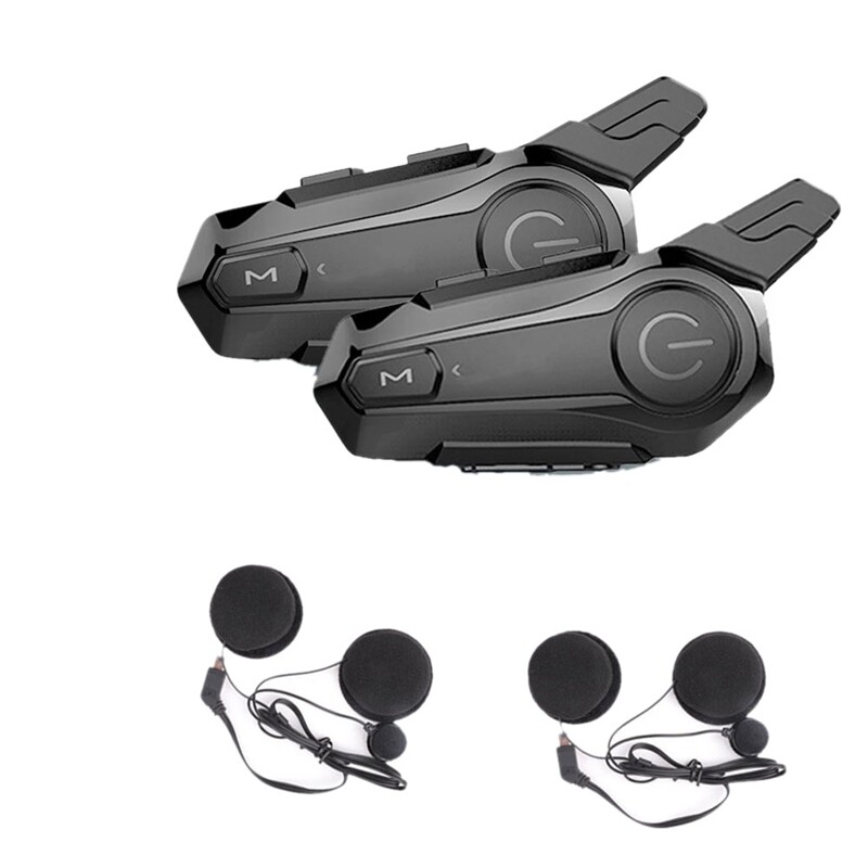 2Pcs Bluetooth Intercom Motorcycle Helmet Bluetooth Headset for 2 Rider ...