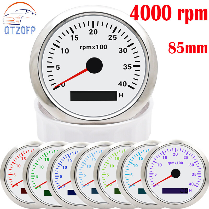 High Precision 85mm Tachometer Gauge 4000 RPM Tacho With 7 Colors ...