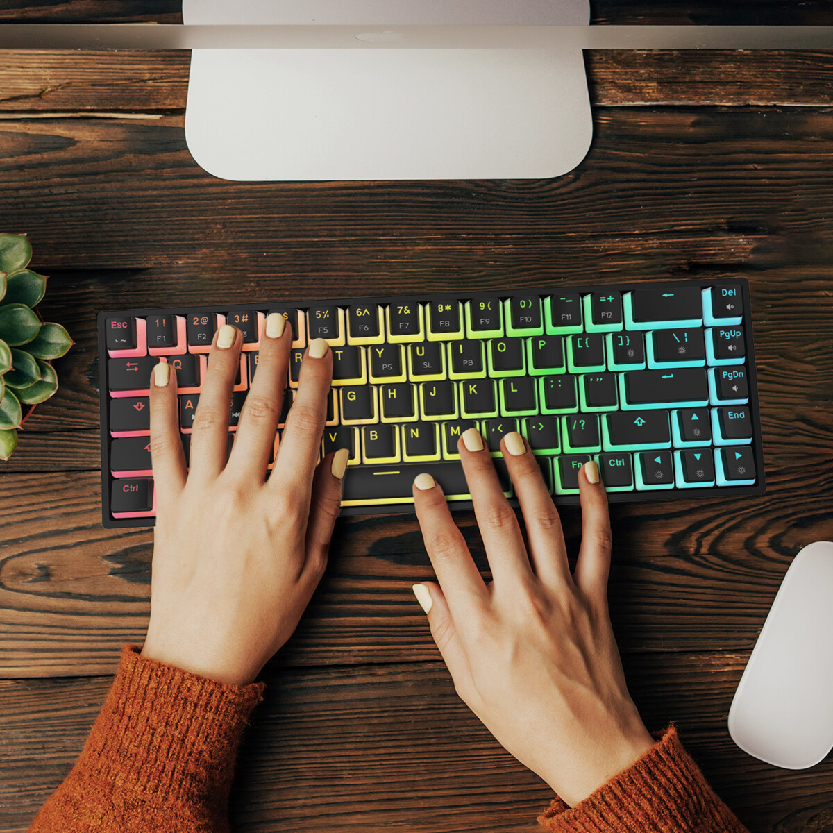 Gax5คีย์บอร์ดกลไก MK68 68ปุ่มขายดีสวิตช์ Gateron RGB คีย์บอร์ดแบบมีสาย ...