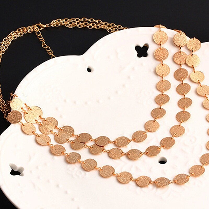 Women Multilayer Punk Coin Necklace Charm Choker Necklace Latest ...