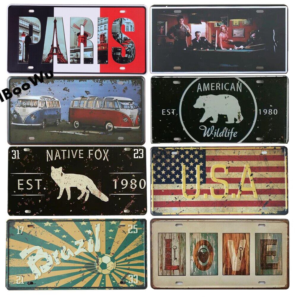 Worldwide Popular City License Plate Poster Vintage Retro Wall Decor ...
