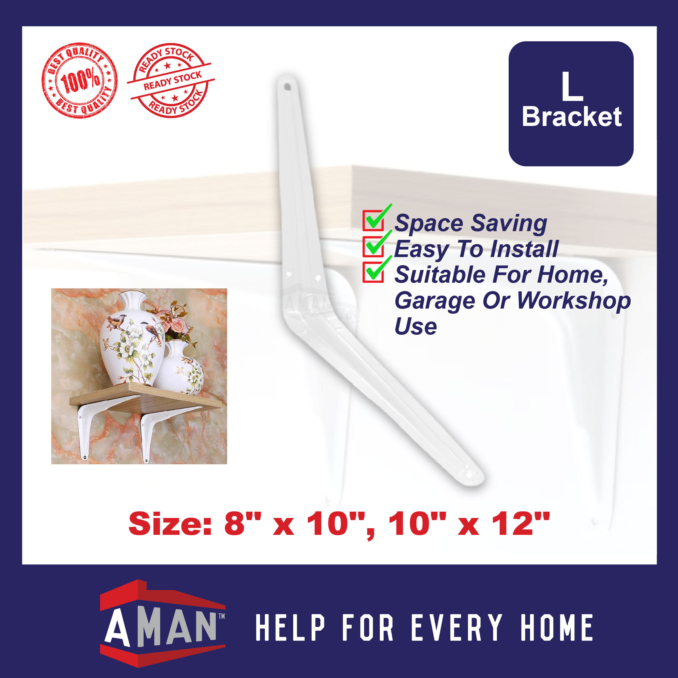 L Bracket Wall Light Duty Shelf Brackets Shelf Shelve Corner Brace ...