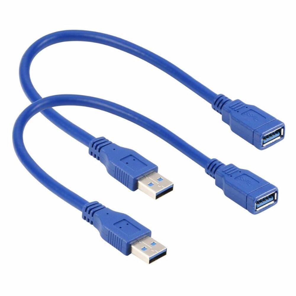 2pcs/lot Short USB 3.0 Extension Cable Type A Male to Female Blue 50cm ...