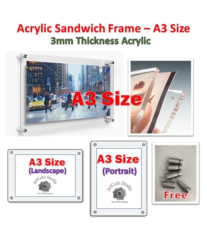 Acrylic Poster Display Frame -wall frame- fit A3 Size poster - reusable ...