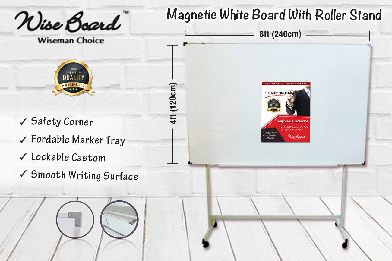 Magnetic Whiteboard with Iron Roller Stand 4'x8' [120 CM x 240 CM] | Lazada