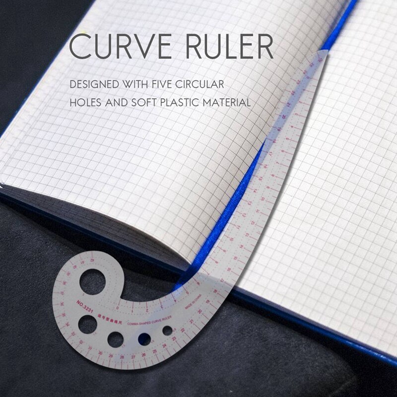 11.8" Long Comma Shaped Plastic Transparent French Curve Ruler Spline ...
