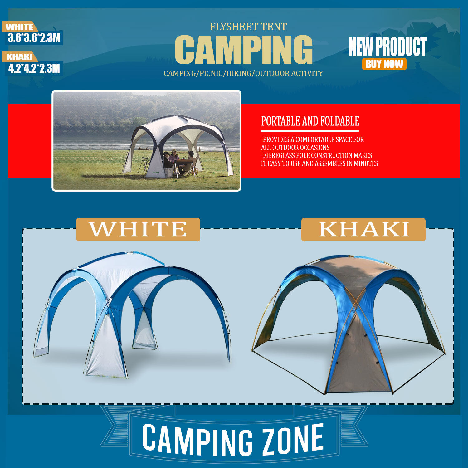 Outdoor camping multi-person canopy tent anti-mosquit folding tarp ...