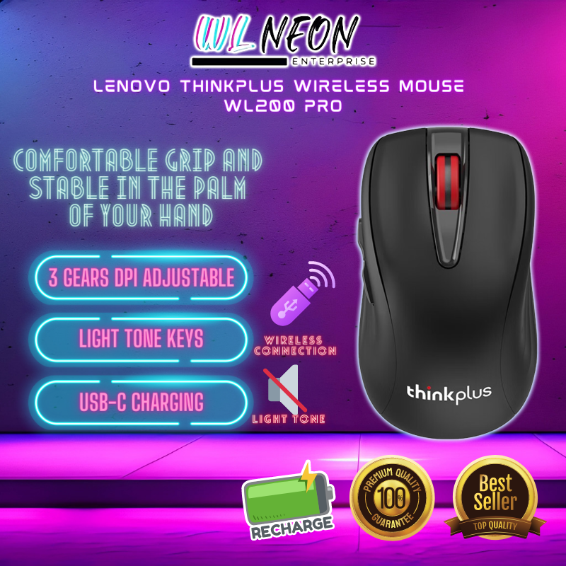 LENOVO THINKPLUS WIRELESS MOUSE WL200 PRO | Lazada