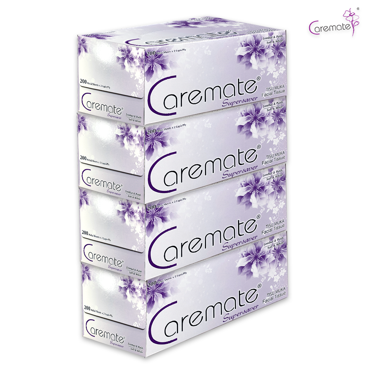 Caremate Facial Tissue 4 Boxes x 200's x 2 Ply | Lazada
