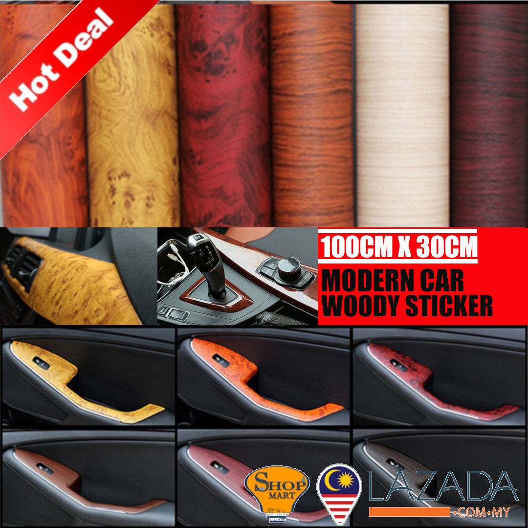 100CM X 30CM Auto Decal Roll Car Vinyl Sticker 5D 6D Sticker Wood Grain ...