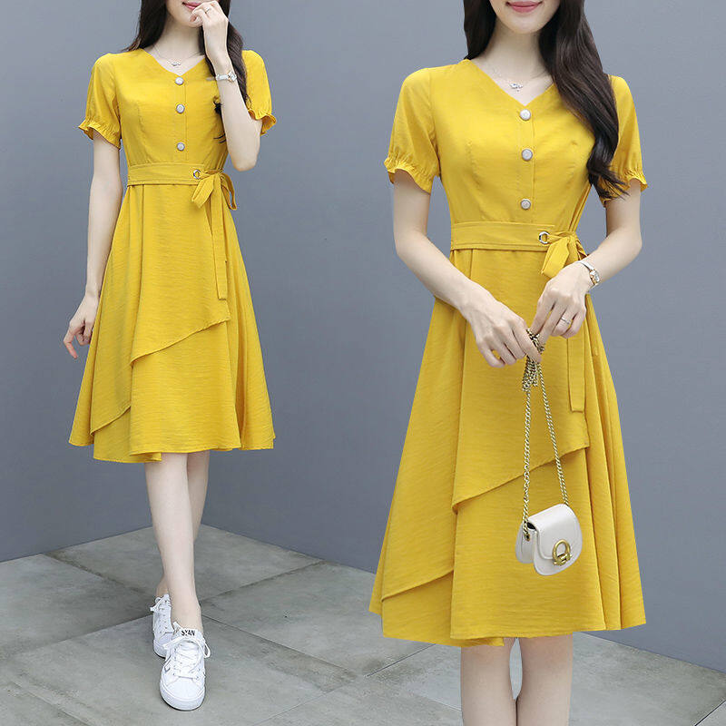 2021 Summer New French Dress Female Sweet Fairy Super Fairy Sen Waist