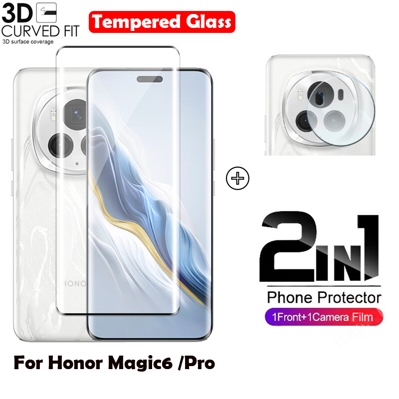 2 In 1ฟิล์มกระจกนิรภัยใสเพื่อเป็นเกียรติแก่ Magic6 Magic5 Pro Lite สูงสุด5กรัมกระจกโค้ง3D กัน ...