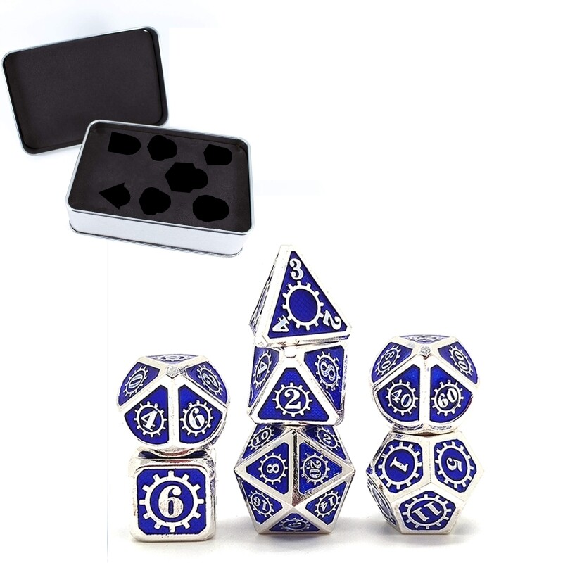 【Rove-Shop】Steampunk Style Metal Dice Set,7 PCS Metallic Role-playing ...
