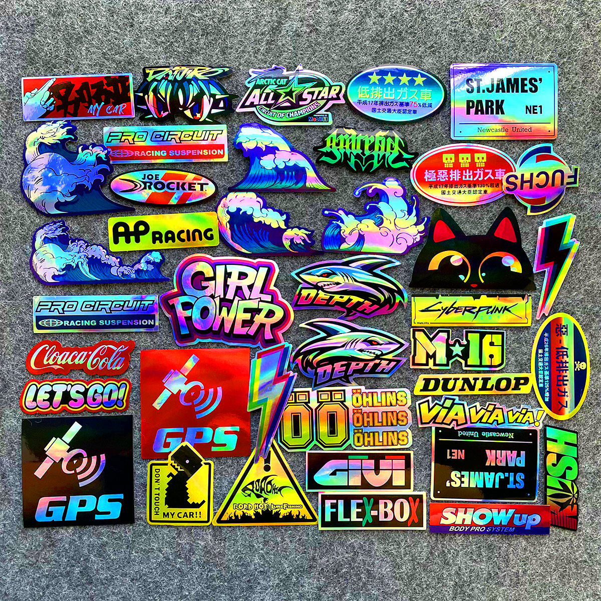 4Pcs JDM Reflective Sticker Girl Anime Heart Eyes Waifu Ecchi Laser ...