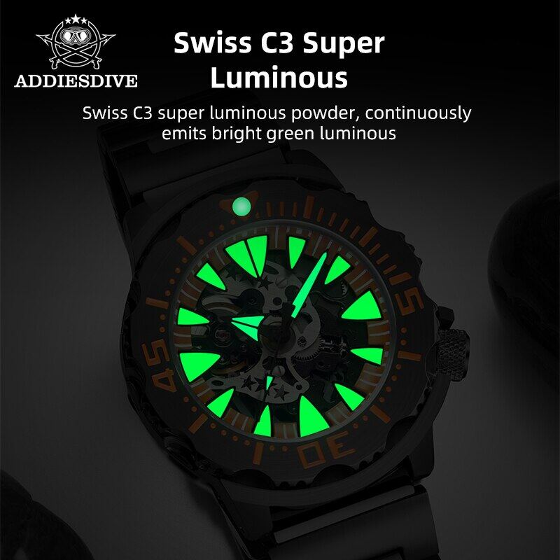 Addiesdive Monster V2 Frost อัตโนมัตินาฬิกาผู้ชาย Nh38A ผู้ชาย ...