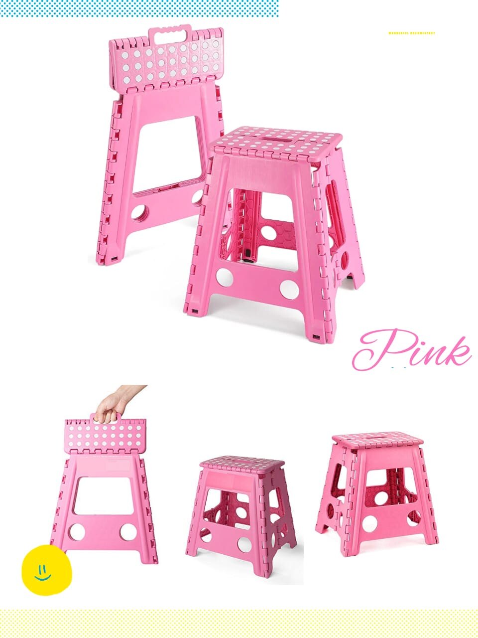 Foldable Step Stool with Handle Heavy Duty Lightweight Folding ...