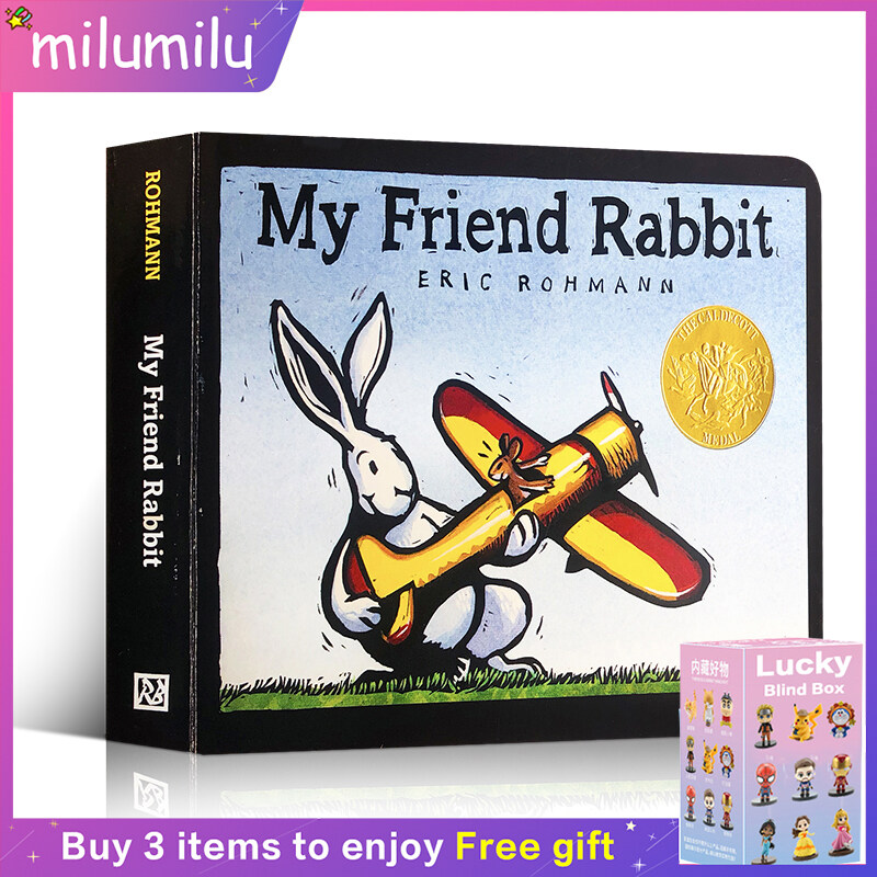 milumilu Caldecott Medal Original English book My Friend Rabbit board ...