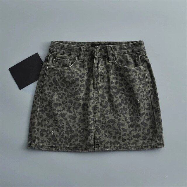 Women Sexy High Waist Leopard Print Denim Skirt 2019 Summer Bodycon