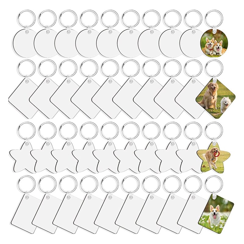 40 Pieces Sublimation Blank Keychains Key Chain Rings for DIY Thermal ...
