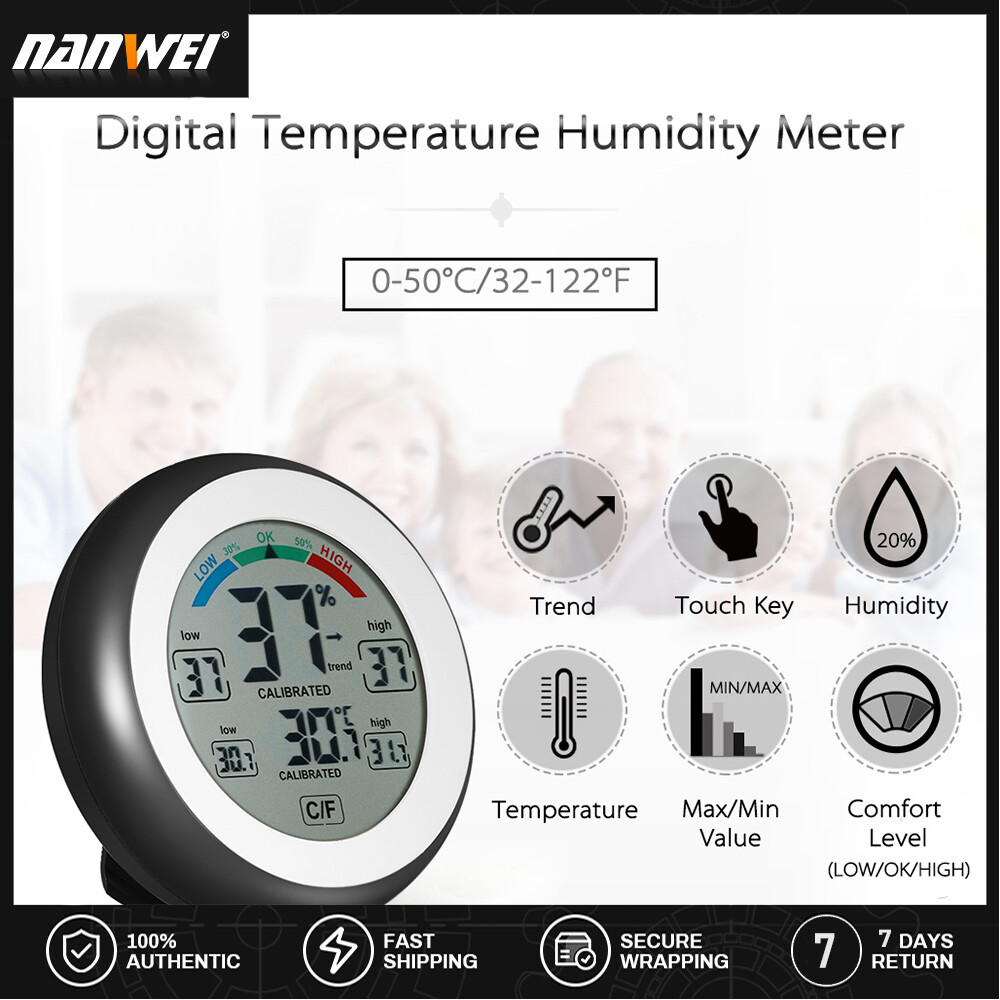 NANWEI °C/°F Digital Thermometer Hygrometer Temperature Humidity Meter ...