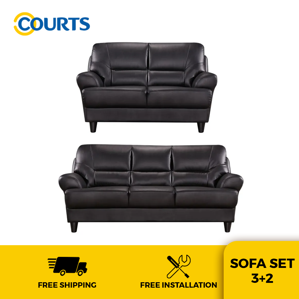 Free Delivery Assembly 3 2 Sofa Set Pvc Black Seater Ruang Tamu Nicole ...