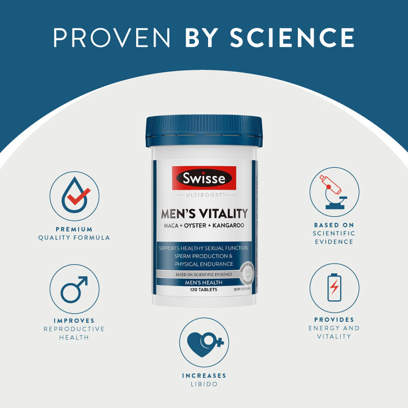 Swisse Ultiboost Men's Vitality (Maca + Oyster + Kangaroo) 120 Tablets (EXP:02 2024) [Delivery ...