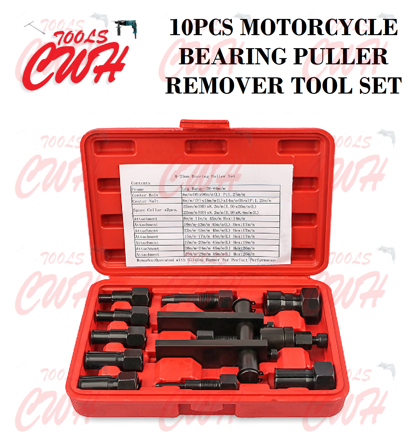 10PCS MOTORCYCLE BEARING PULLER REMOVAL DISASSEMBLY DISASSEMBLER ...