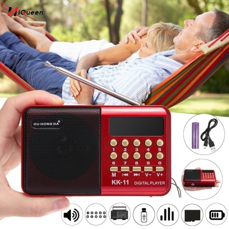 Hiqueen K11 FM แบบพกพา Mini วิทยุมือถือดิจิตอล FM USB TF MP3ลำโพง ...