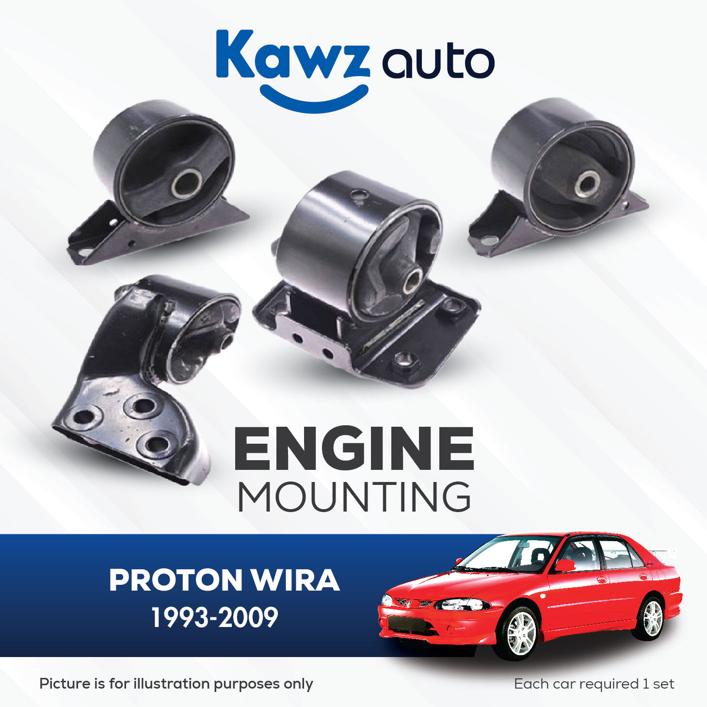 KAWZ PROTON WIRA (1993-2009) ENGINE MOUNTING - [SET] | Lazada