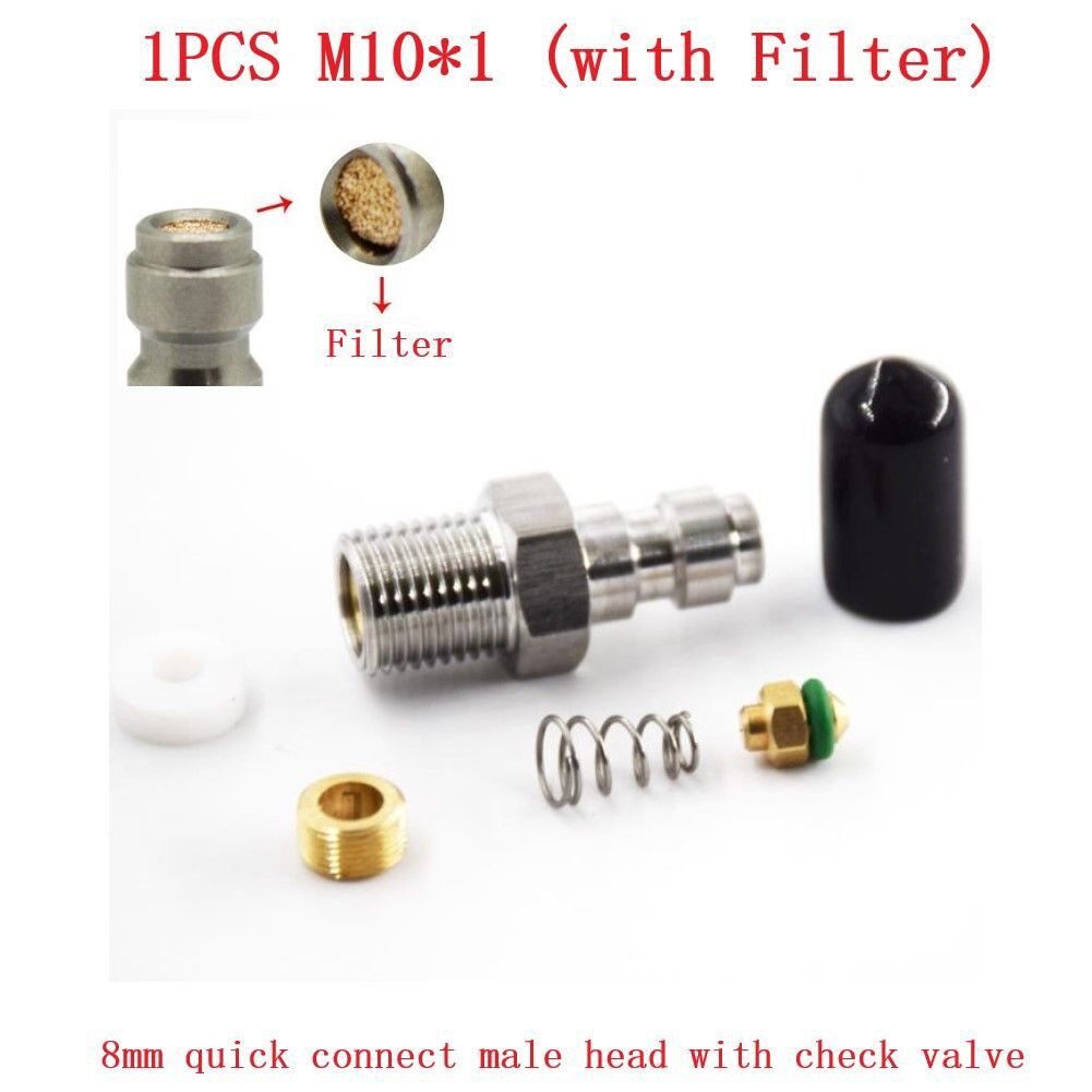 1PCS 8mm Quick Connect Check Valve PCP Filling-Joint With Filter M10*1 ...