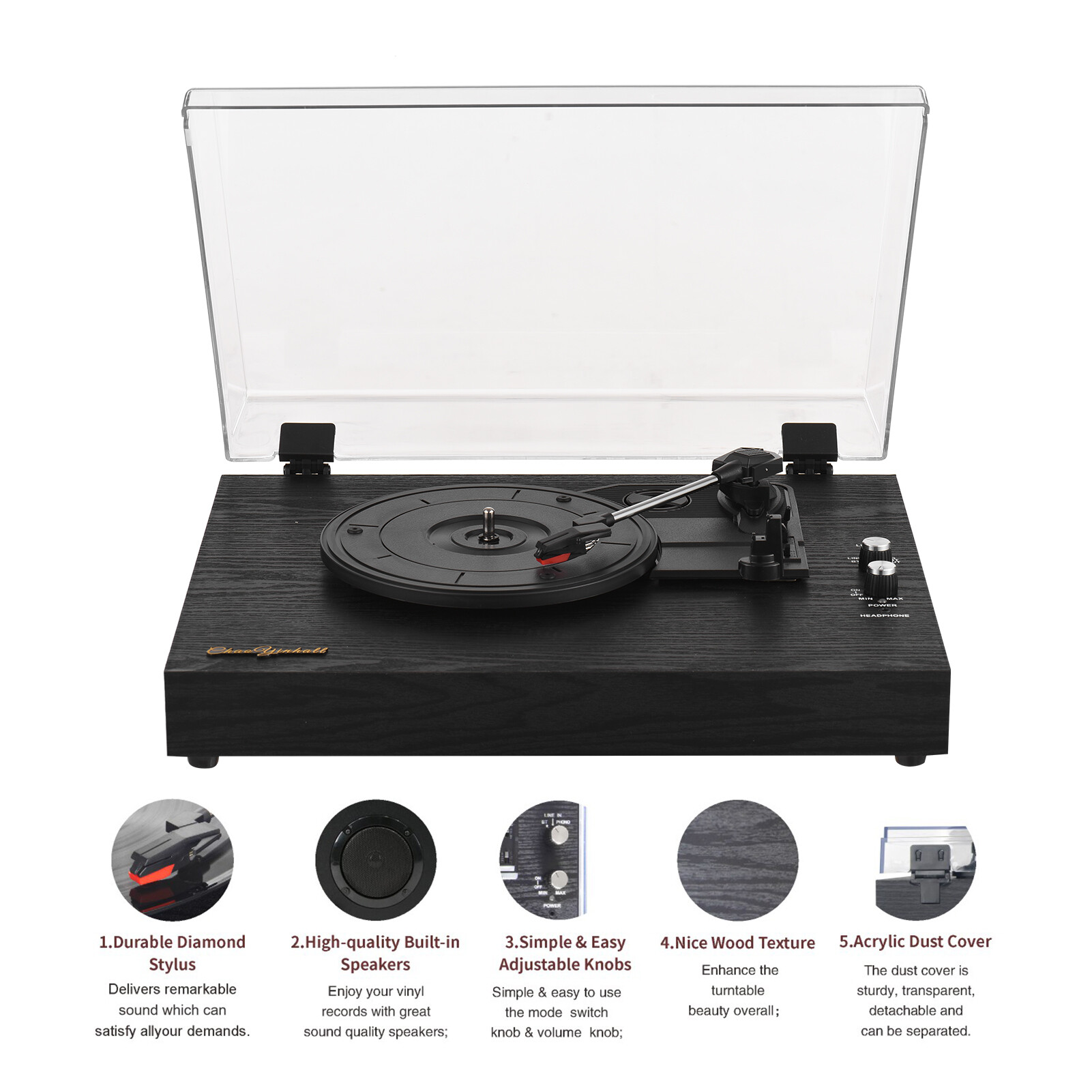 【Effect Pedal World】Retro Record Player with BT Function 33/45/78RPM 3 ...